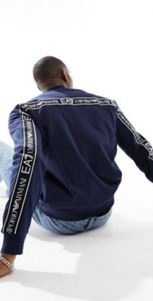 EA7 - taped back logo sweatshirt in navy