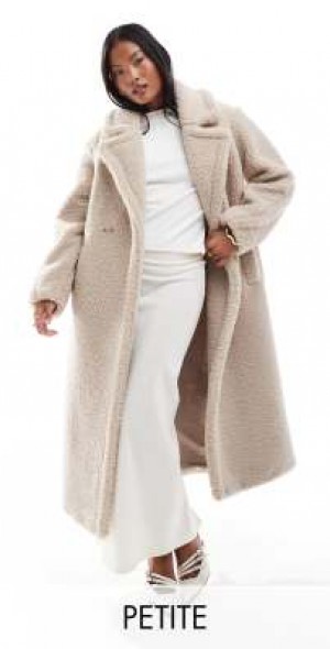 Ever New Petite - teddy maxi coat in beige-Neutral