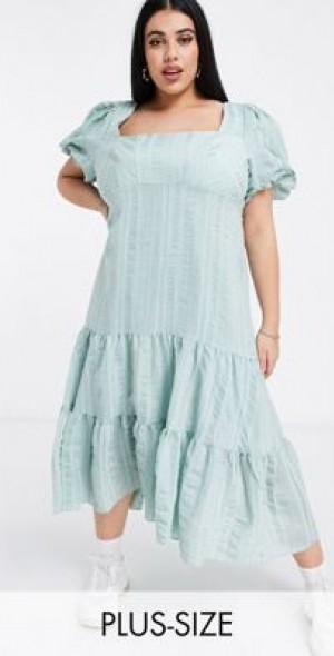 Forever New Curve - Ever New Curve puff sleeve square neck midaxi dress ...