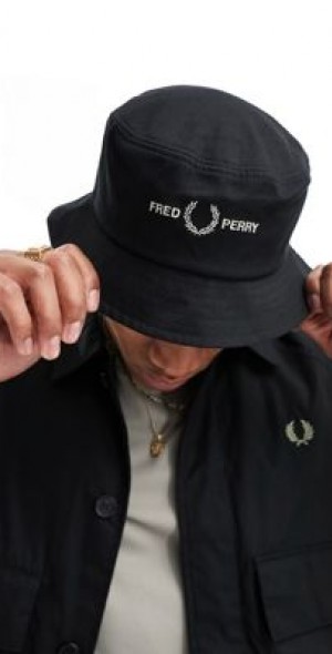Fred Perry - twill bucket hat in black