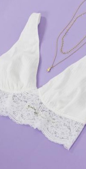 Free People - teegan longline lace bralette in white