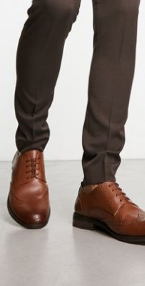 French Connection - formal leather brogues tan-Brown
