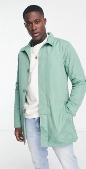 French Connection - lined funnel neck trench jacket in green