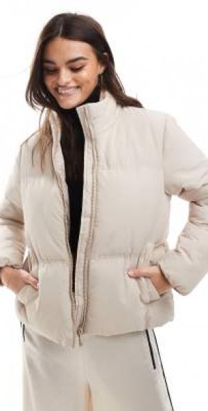 French Connection - puffer jacket in stone-Neutral