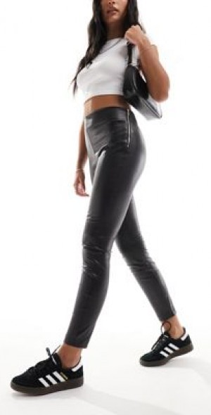 French Connection - skinny faux leather leggings in black