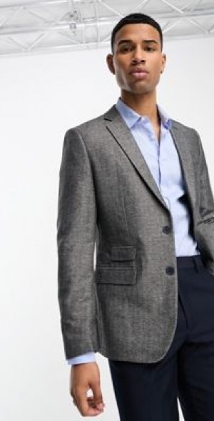 French Connection - suit jacket in gray herringbone