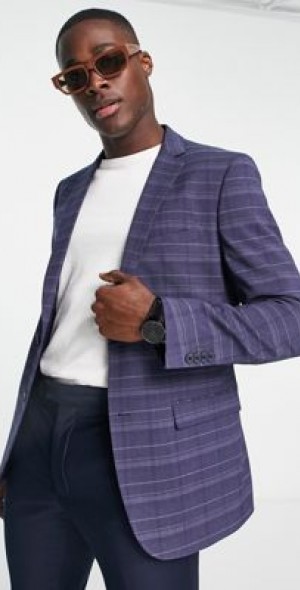 French Connection - suit jacket in marine plaid-Navy