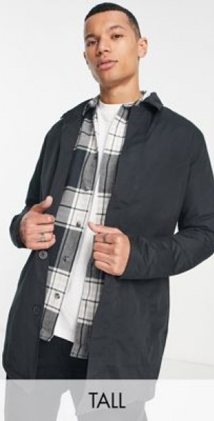 French Connection - Tall lined classic trench jacket in black