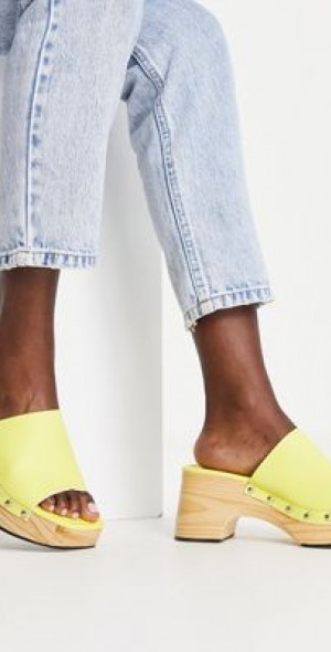 Glamorous - mid clog mule sandals in lime-Green