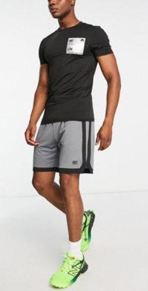HIIT - longline mesh shorts with contrast panels-Gray