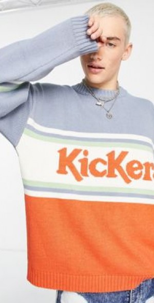 Kickers - logo knitted sweater in orange-Multi