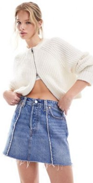 Levi's - Recrafted icon denim skirt in mid blue