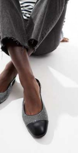 London Rebel - Bella sling back ballet in black