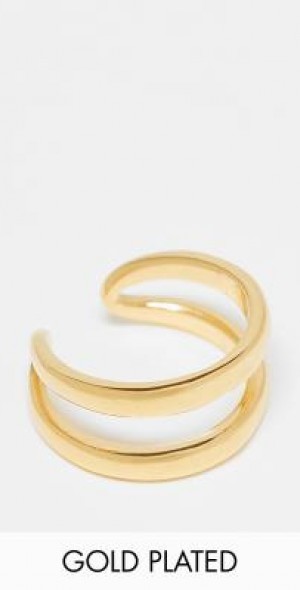 LOST SOULS - Lost Souls stainless steel 18ct gold plated double row ring