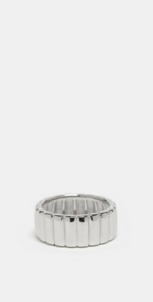 LOST SOULS - Lost Souls stainless steel 9mm line detail ring in silver