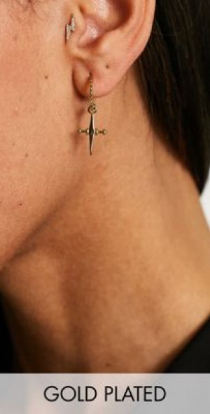 Luv AJ - 14k gold plated mini cross hoop earrings