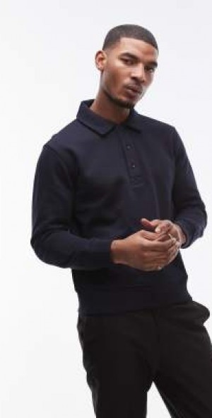 Mango - button up sweatshirt in navy