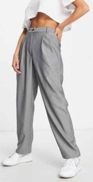 Monki - tailored pants in gray herringbone