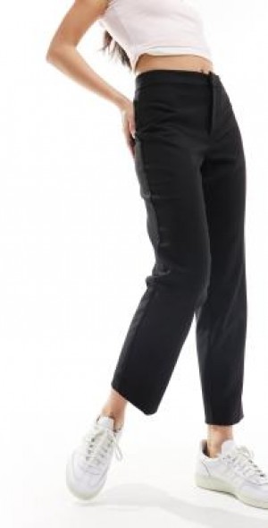 Monki - tailored slim fit cropped ankle length pants-Black