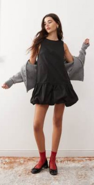 Motel - tamilo bubble hem mini dress in black