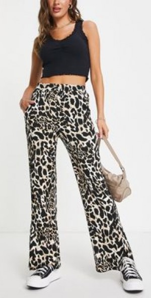 New Look - animal print wide leg pants in brown pattern