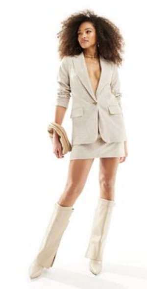 New Look - mini skirt in stone - part of a set-Neutral