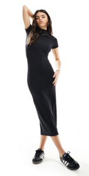 New Look - slinky turtle neck midi dress in black
