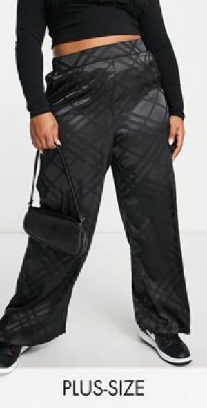 New Look Plus - New Look Curve satin wide leg pants in black - part of ...
