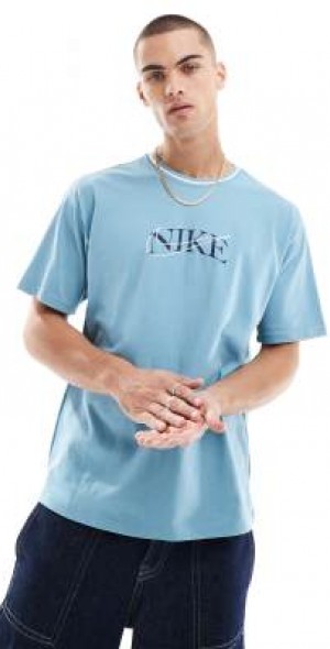 Nike - Swoosh overlay logo t-shirt in blue