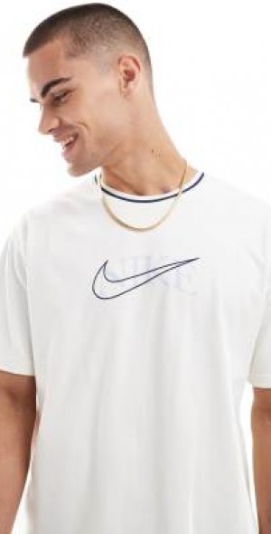Nike - Swoosh overlay logo t-shirt in off white-Neutral