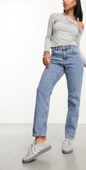 Object - straight leg jeans in mid wash blue