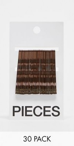 Pieces - 30 pack hair pins card in bronze-Brown