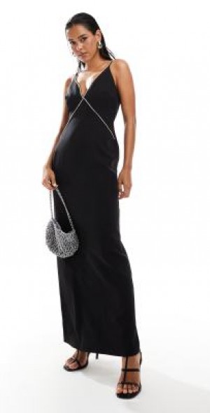 Pretty Lavish - embellished maxi dress in black