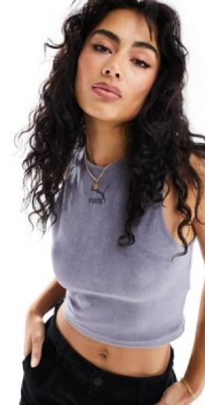 Puma - PUMA Classics terrycloth cropped tank top in gray