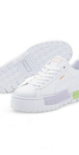 Puma - Mayze chunky sneakers in white with lilac detail