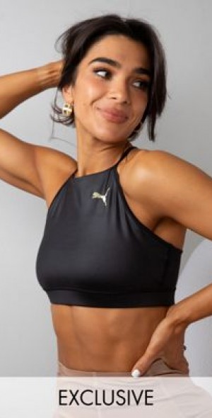 Puma Training X Stef Fit Light Support Strappy Sports Bra In Black Exclusive To Asos