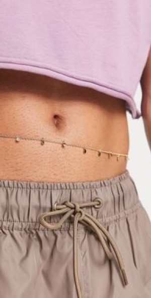 Reclaimed Vintage - inspired unisex y2k belly chain in gold