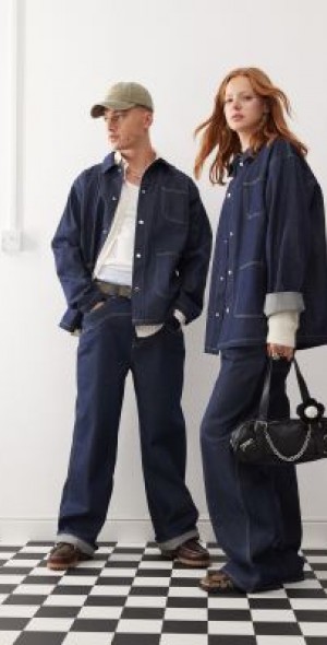 Reclaimed Vintage - unisex western shacket in clean indigo - part of a ...