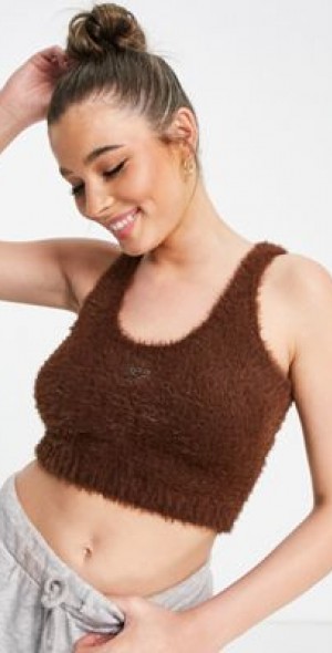 Reebok - cozy fluffy bralette in brown