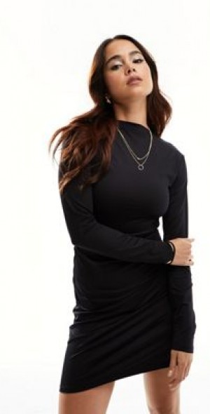 Stradivarius - second skin mini dress in black