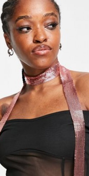 Tammy Girl - pink chainmail scarf
