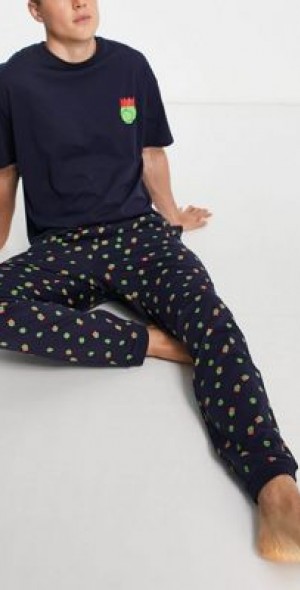 Threadbare - christmas sprouts pajama set in navy