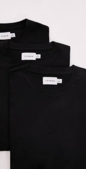 Topman - 3-pack regular fit T-shirts in black