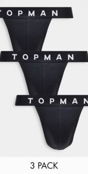 Topman - 3 pack jocks in black with black waistband