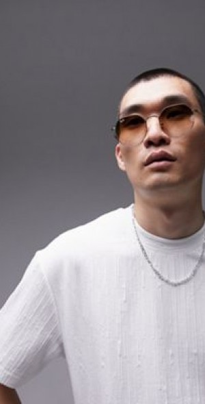 Topman - oversized vertical texture tee in white