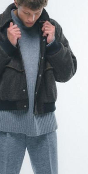 Topman - raw edge wool blend bomber jacket in brown