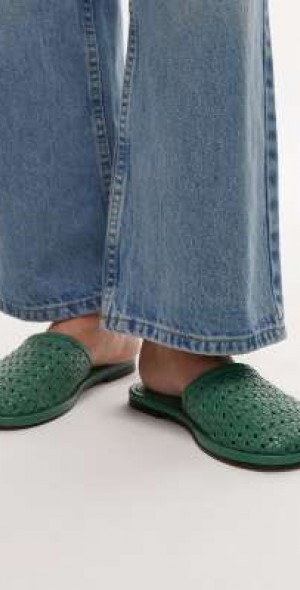 Topshop - Bobby leather woven clogs in green