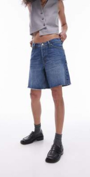 Topshop - denim loose jorts in mid blue