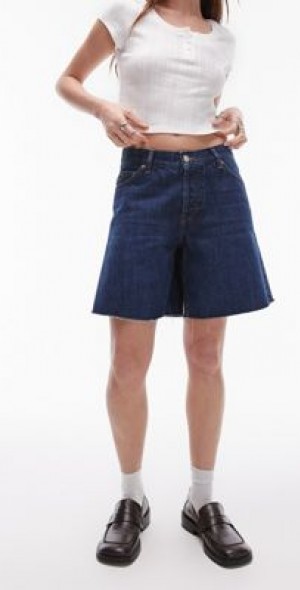 Topshop - denim loose jorts in rich blue