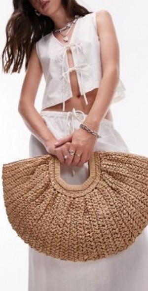 Topshop - Gilmour straw grab bag in natural-Brown